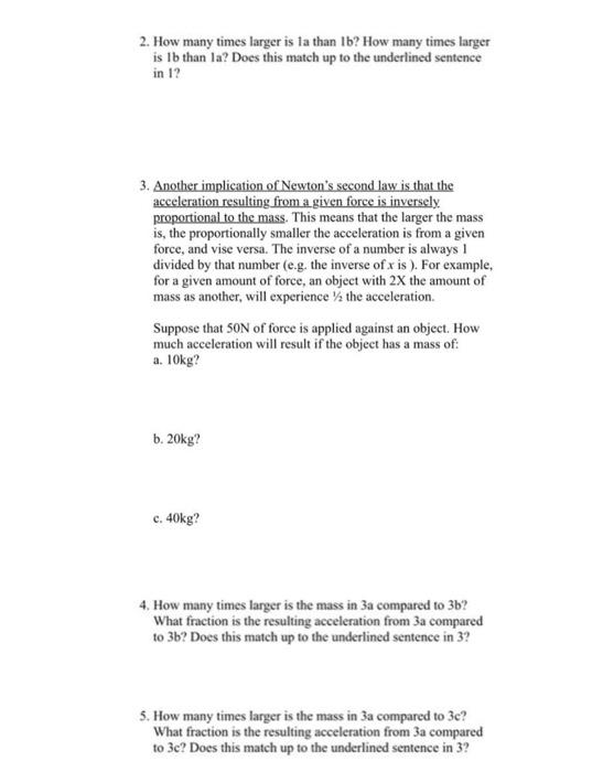 Solved 2. How many times larger is la than 1b? How many | Chegg.com