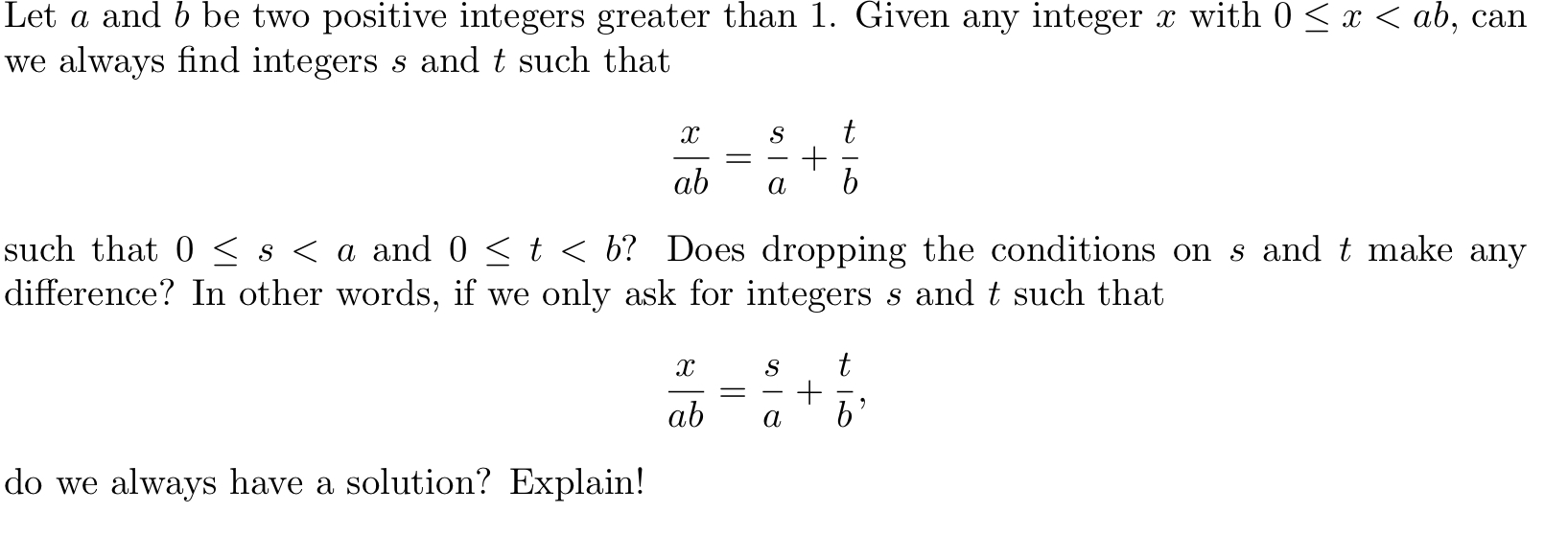 Solved Let a and b ﻿be two positive integers greater than | Chegg.com