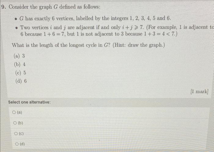 Solved Consider the graph G defined as follows: - G has | Chegg.com
