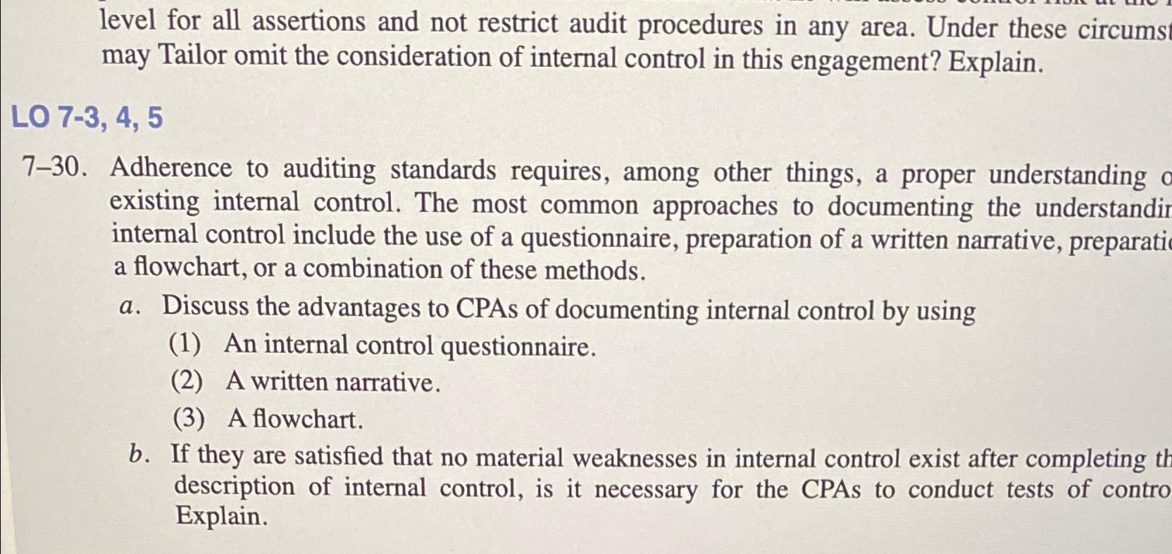Solved level for all assertions and not restrict audit | Chegg.com