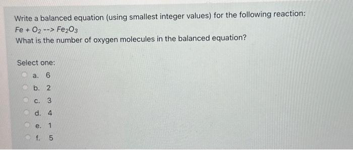 Solved Write a balanced equation (using smallest integer | Chegg.com