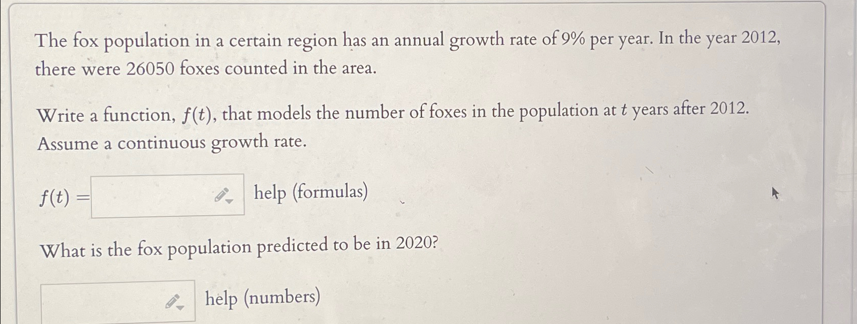 Solved The fox population in a certain region has an annual | Chegg.com