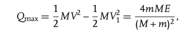 Solved ProblemsDerive Eq. (5.4).Qmax=12MV2-12MV12=4mME(M+m)2 | Chegg.com