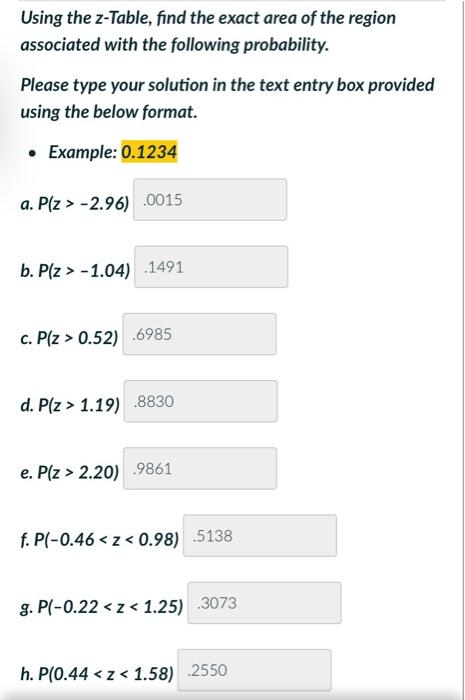 Solved Using the z-Table, find the exact area of the region | Chegg.com