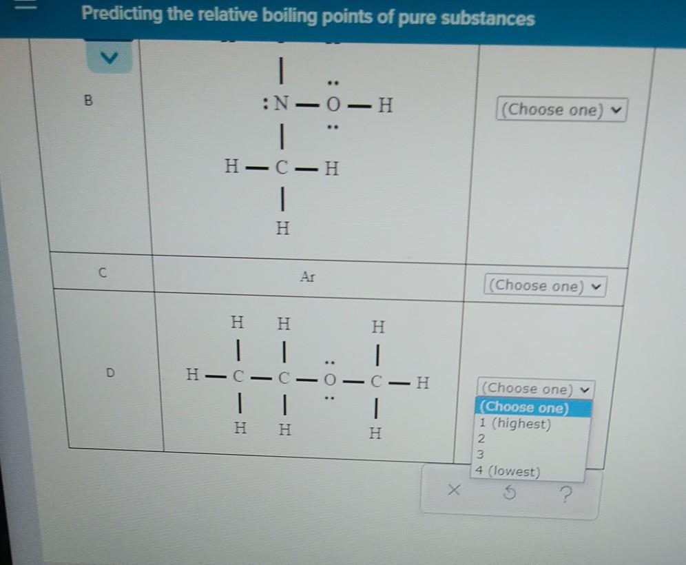 Solved = Predicting the relative boiling points of pure | Chegg.com