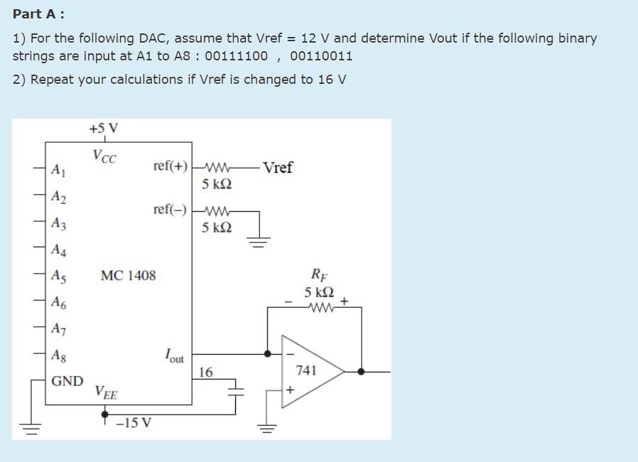 Solved Part A For The Following Dac Assume That Vref 12v