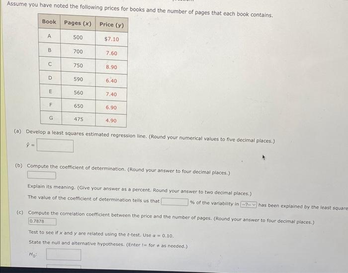 Solved Assume you have noted the following prices for books | Chegg.com