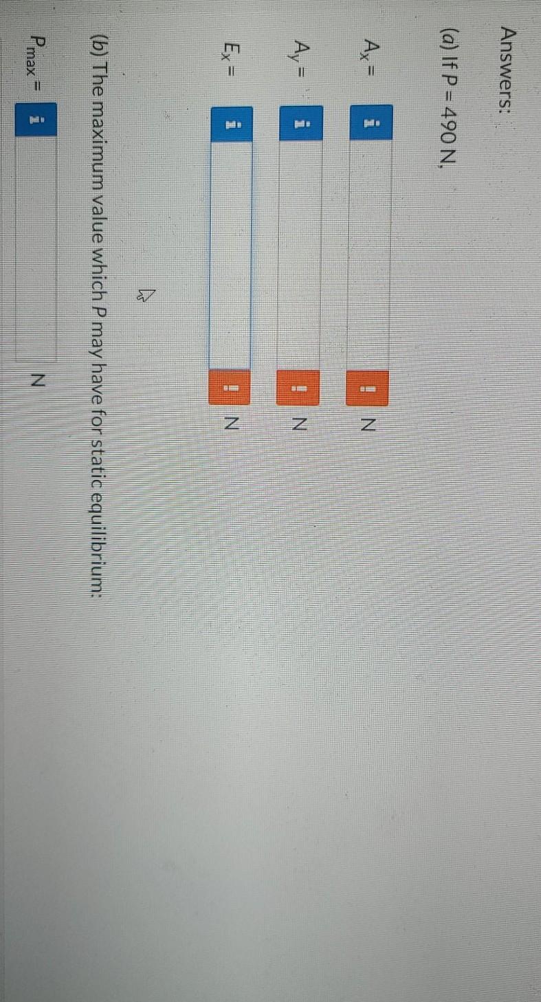 Solved (a) Determine the reactions at A and E if P = 490 N. | Chegg.com