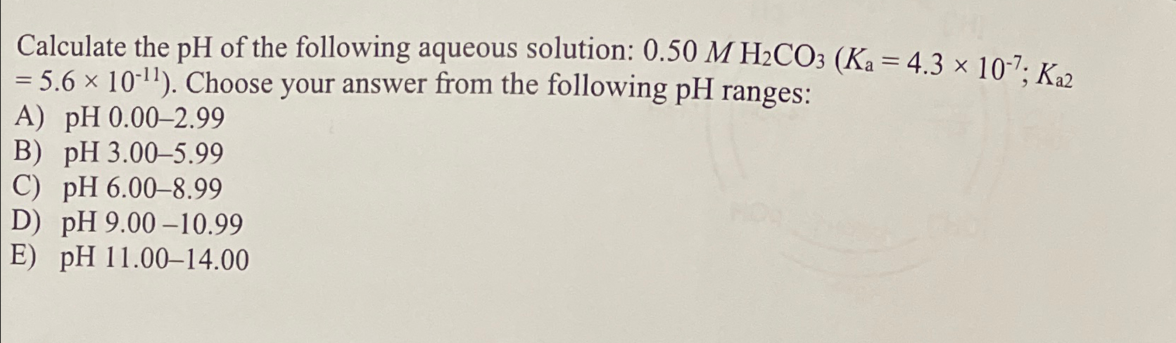 Calculate the pH ﻿of the following aqueous solution: | Chegg.com