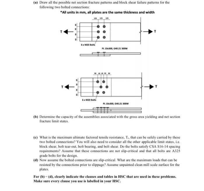 Solved (a) Draw all the possible net section fracture | Chegg.com