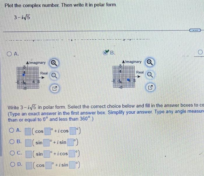 Solved A.) Write the Complex Number -13i in polar formB.) | Chegg.com