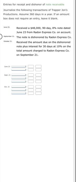 Solved Entries for receipt and dishonor of note recelvable | Chegg.com