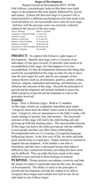 Solved Stages of Development Human Growth \& Development | Chegg.com