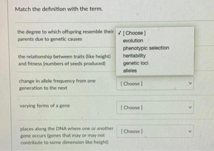Solved Match the definition with the term. the degree to | Chegg.com