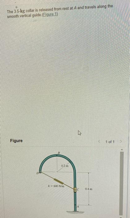 Solved The 3.5-kg collar is released from rest at A and | Chegg.com