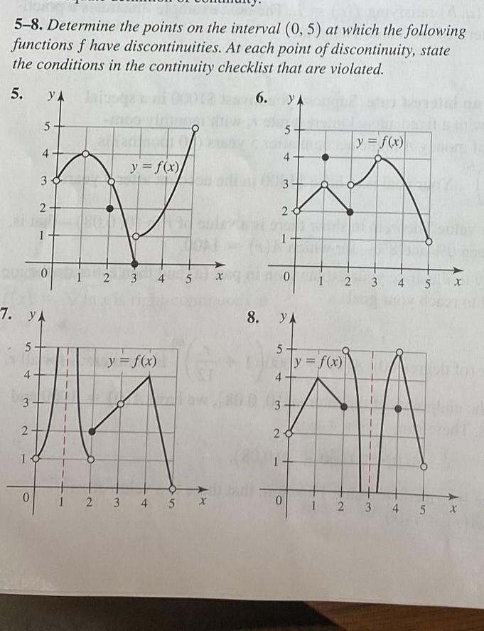 Solved 5-8. Determine the points on the interval (0,5) at | Chegg.com