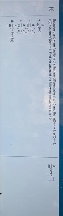 Solved Suppose u and v are functions of x that are | Chegg.com