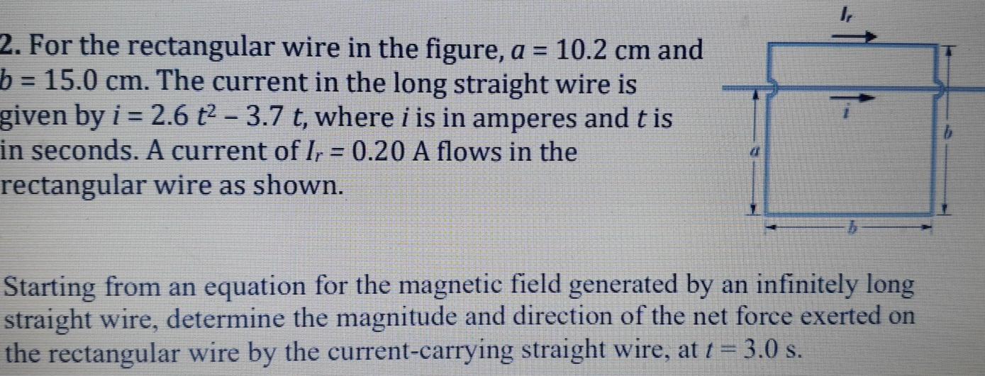 Solved 2. For the rectangular wire in the figure, a = 10.2 | Chegg.com