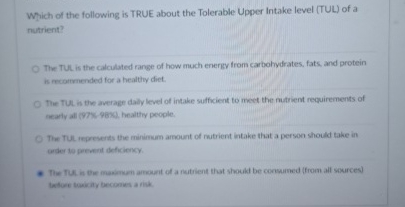 Solved Which of the following is TRUE about the Tolerable | Chegg.com