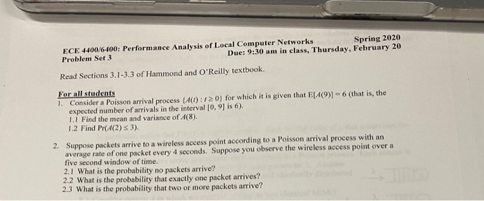 ECE 4400/6-400: Performance Analysis of Local | Chegg.com