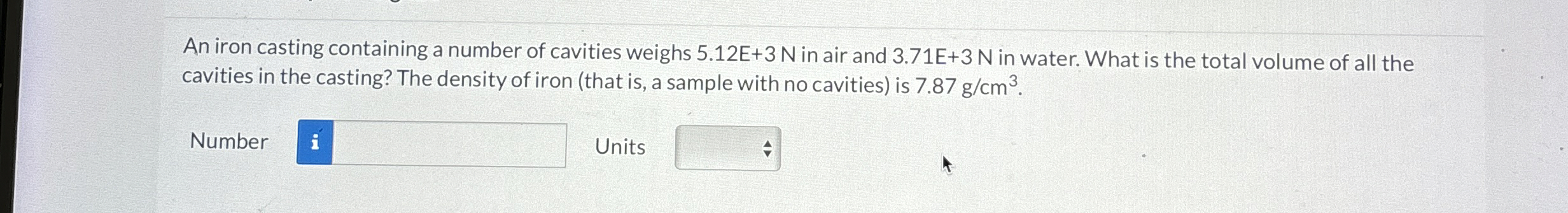 Solved An iron casting containing a number of cavities | Chegg.com