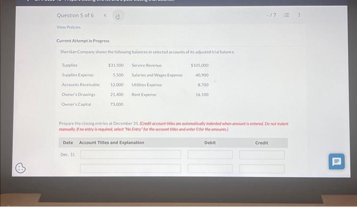 Solved Current Attempt in Progress Sheridan Company shows | Chegg.com