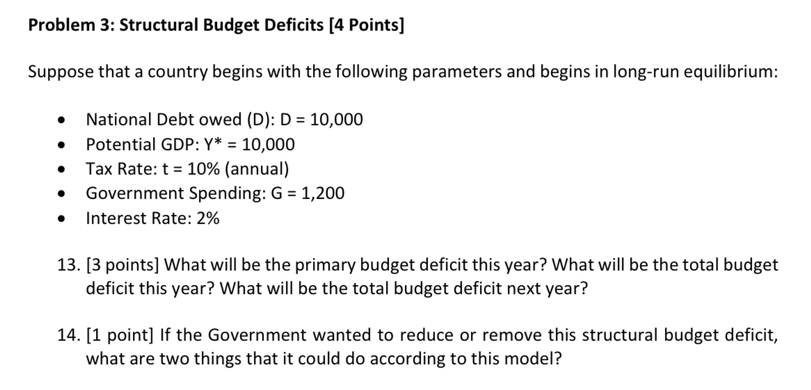 Solved Problem 3: Structural Budget Deficits [4 ﻿Points] | Chegg.com