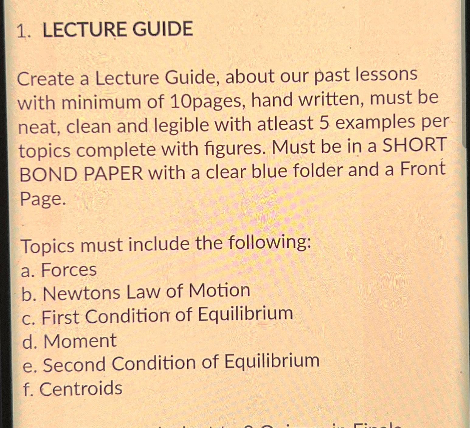 Solved LECTURE GUIDECreate a Lecture Guide, about our past | Chegg.com