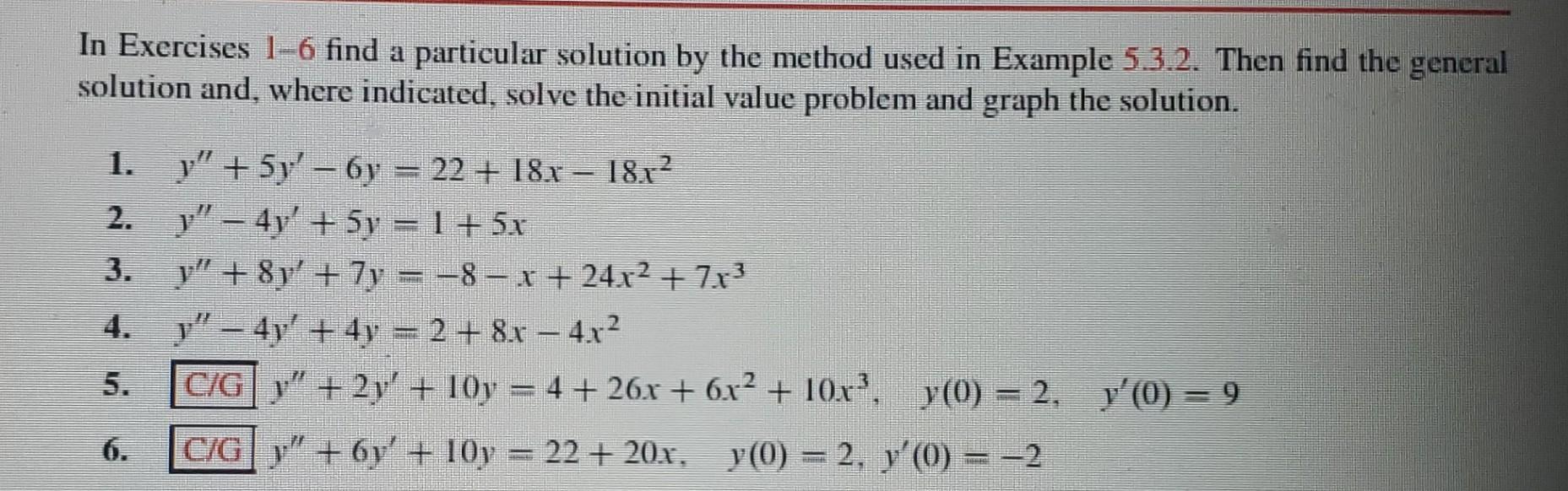 Solved In Exercises 1-6 find a particular solution by the | Chegg.com