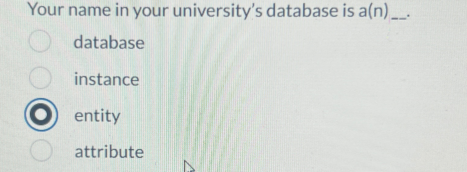 Solved Your name in your university's database is | Chegg.com