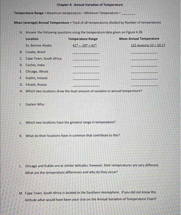 Solved Chapter 4: Annual Variation of Temperature | Chegg.com