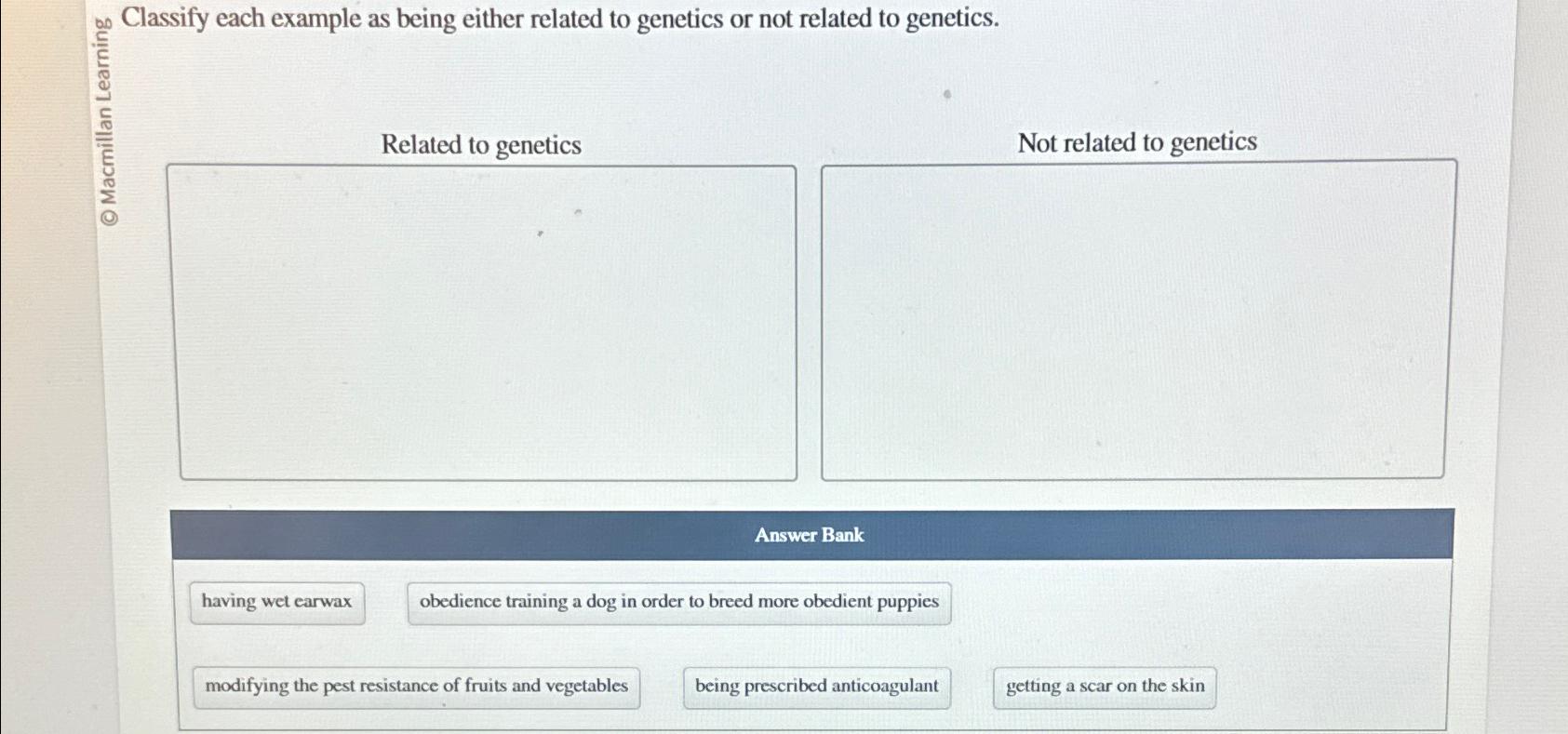 Solved ω ﻿Classify each example as being either related to | Chegg.com