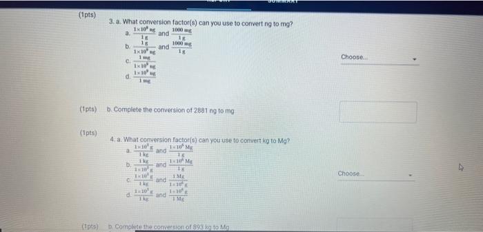 Solved Report - Conversion Factors and Problem Solving | Chegg.com
