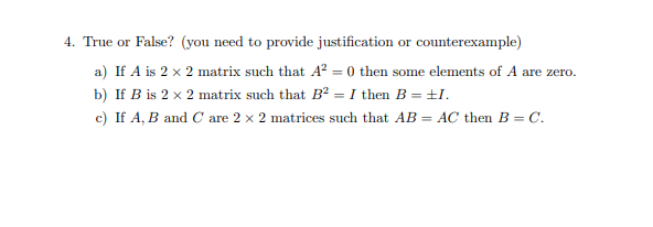 Solved True or False? (you need to provide justification or | Chegg.com