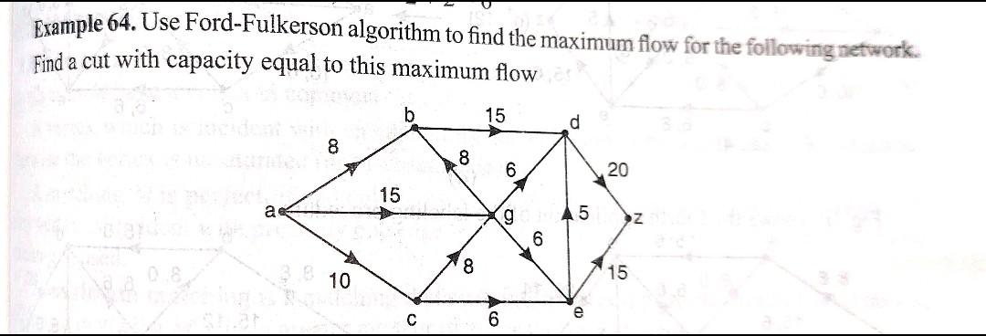 Solved Example 64. Use Ford-Fulkerson algorithm to find the | Chegg.com