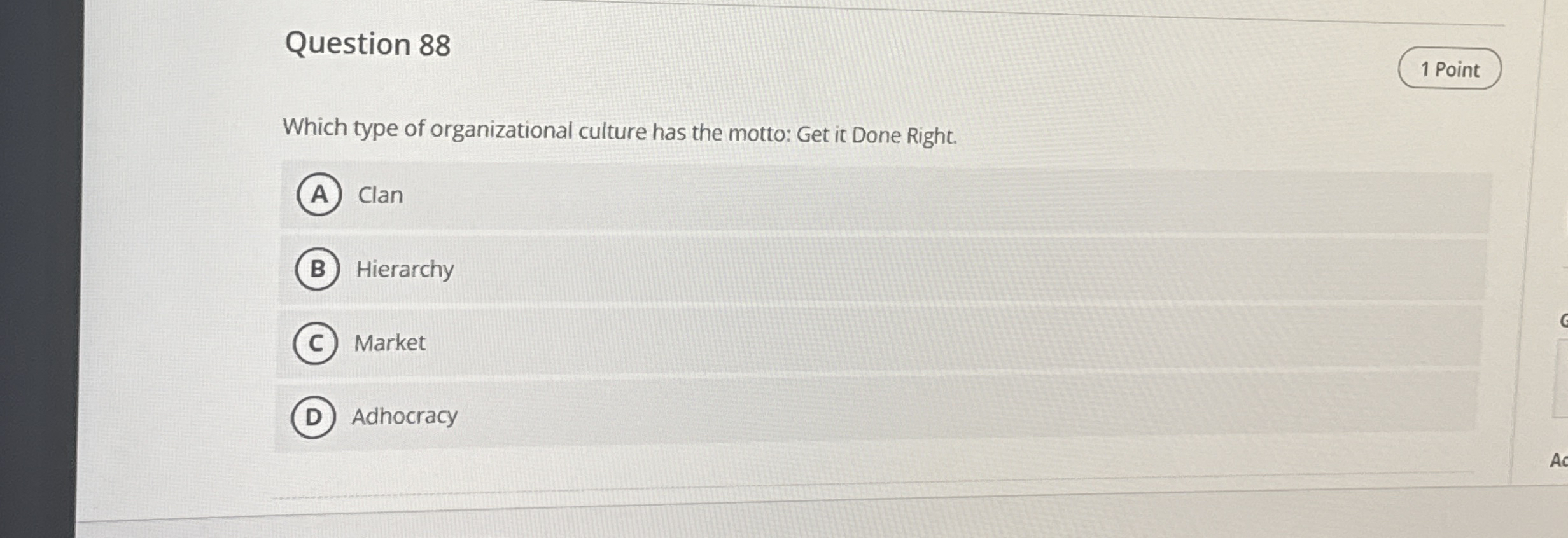 Solved Question 881 PointWhich type of organizational | Chegg.com Solved Question 881 PointWhich type of organizational | Chegg.com