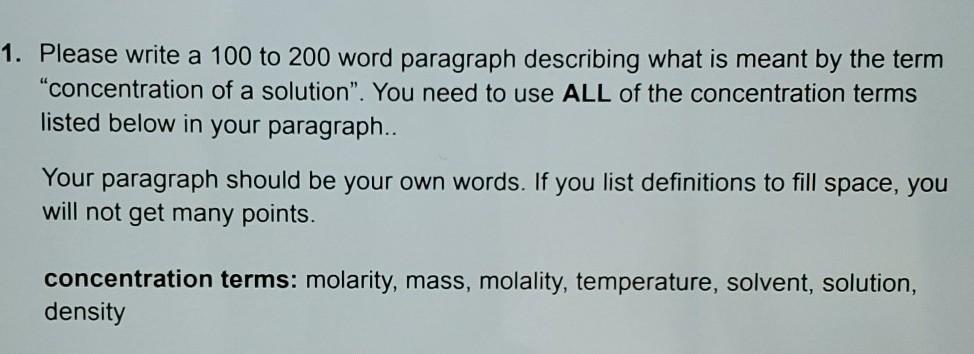 Solved 1. Please write a 100 to 200 word paragraph | Chegg.com