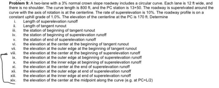 Solved Problem 9: A two-lane with a 3% normal crown slope | Chegg.com