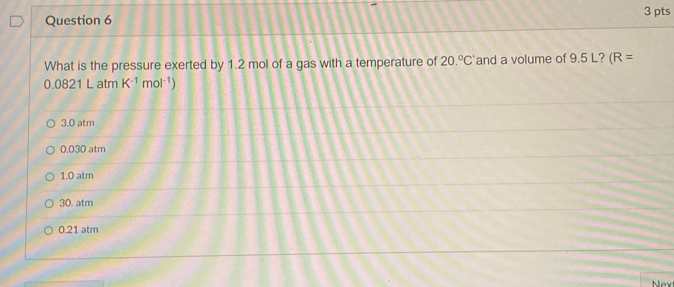 Solved Question 63 ﻿ptsWhat is the pressure exerted by | Chegg.com