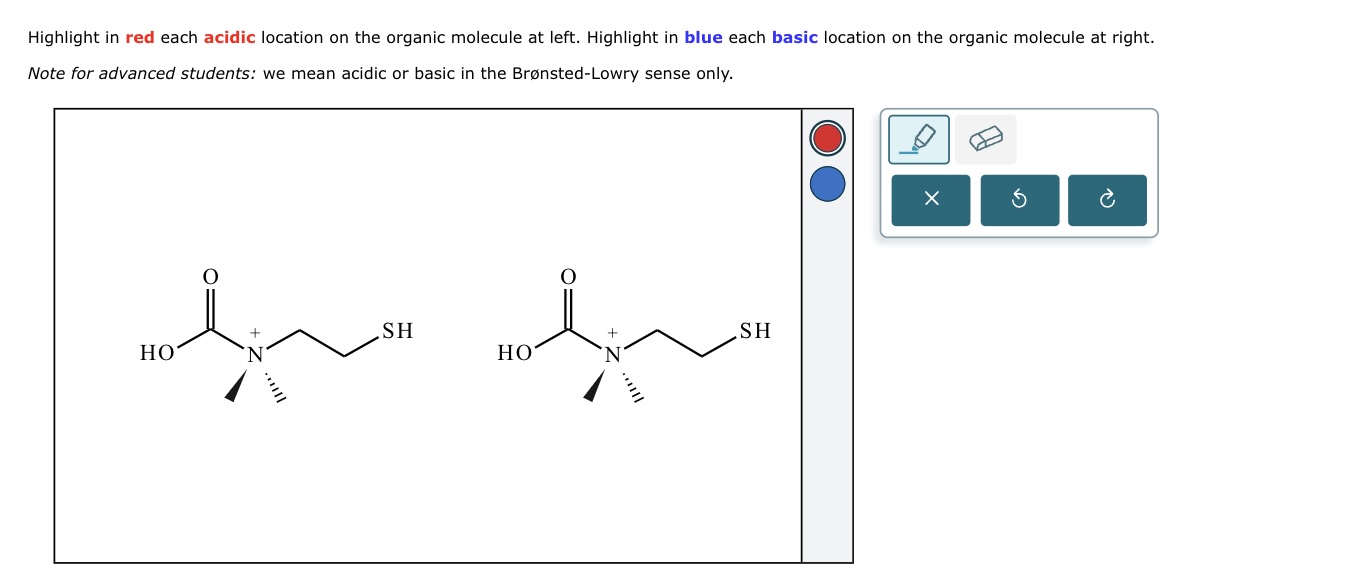 Solved Highlight in red each acidic location on the organic | Chegg.com