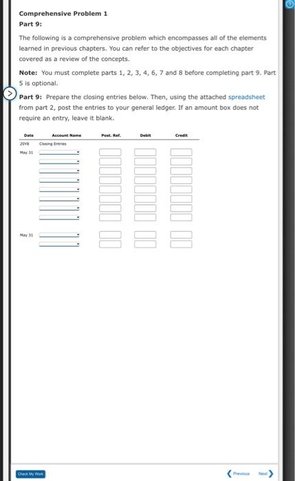Comprehensive Problem 1 Part 1: The following is a | Chegg.com