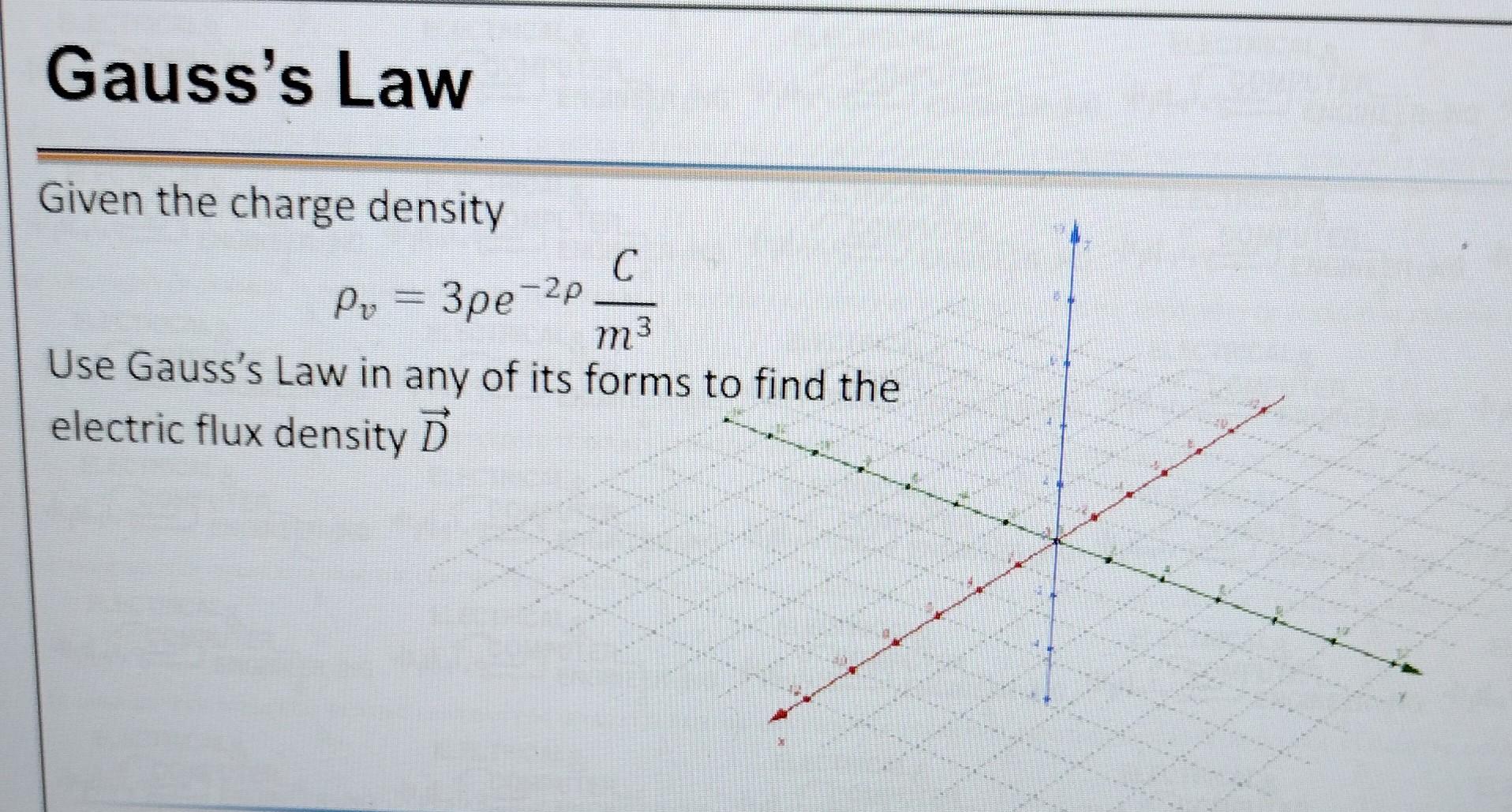 Solved Given the charge density ρv=3ρe−2ρm3C Use Gauss's Law | Chegg.com
