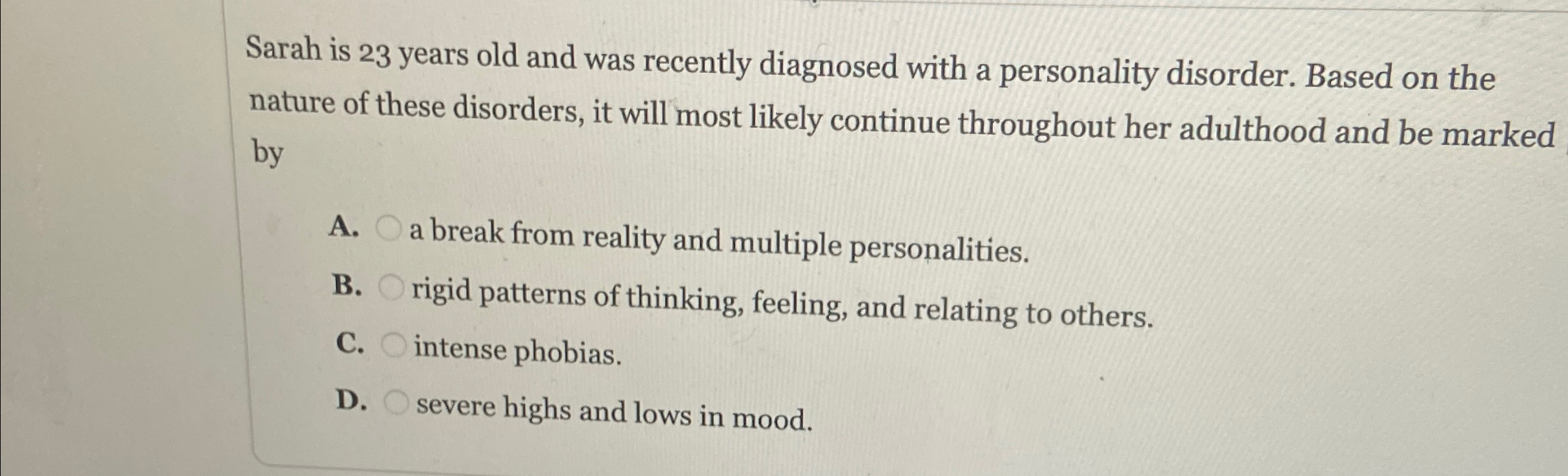 Solved Sarah is 23 ﻿years old and was recently diagnosed | Chegg.com