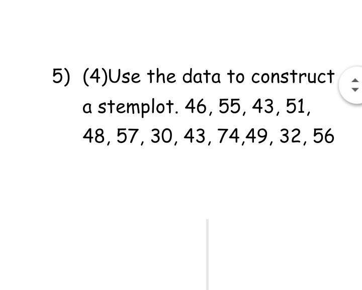 Solved 5) (4)Use the data to construct a stemplot. 46,55, | Chegg.com