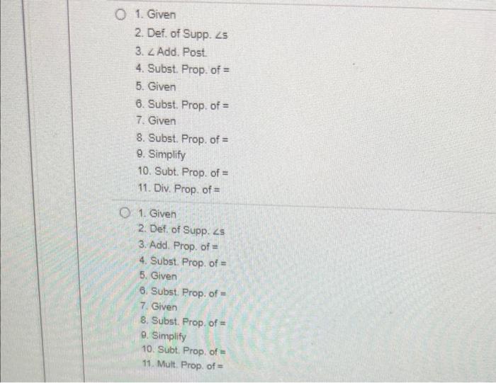 Solved Identify the correct justification for each step, | Chegg.com