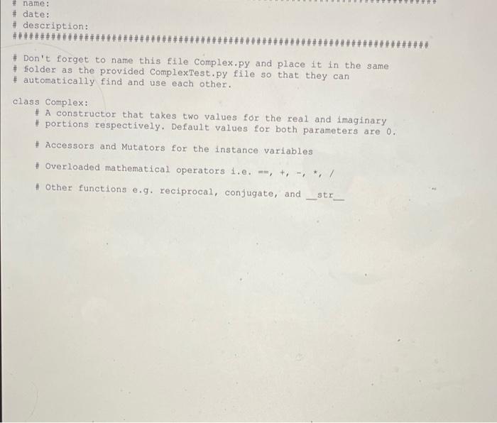 Solved Write A Python Program That Represents A Complex | Chegg.com