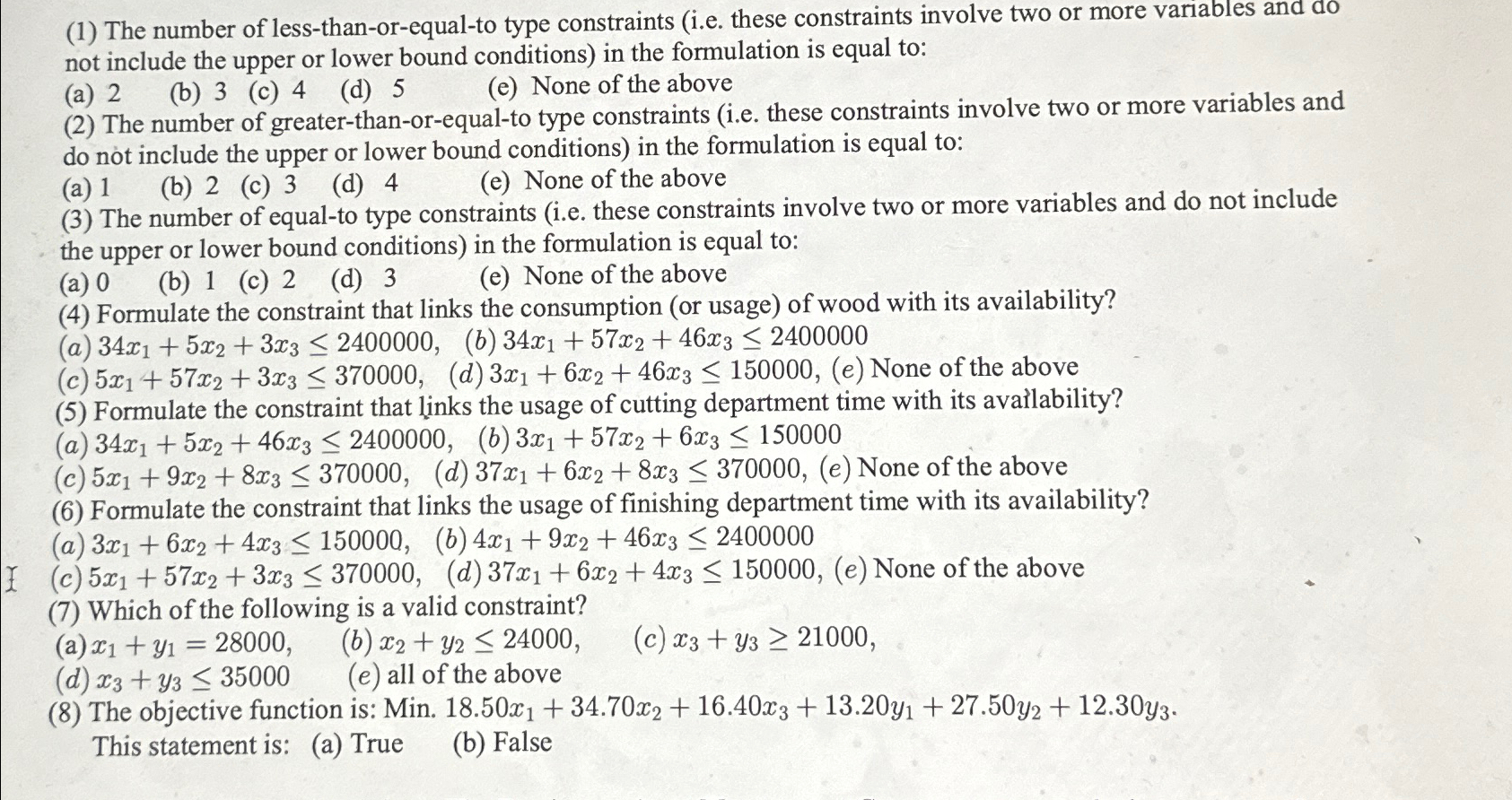 Solved (1) ﻿The number of less-than-or-equal-to type | Chegg.com