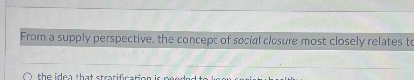 Solved From a supply perspective, the concept of social | Chegg.com