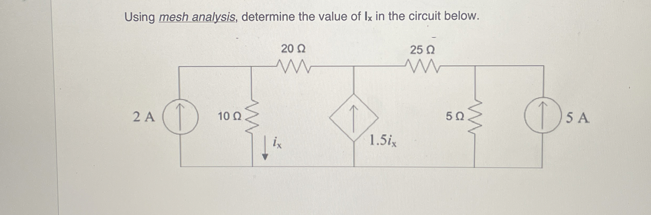 Solved Using mesh analysis, determine the value of Ix ﻿in | Chegg.com