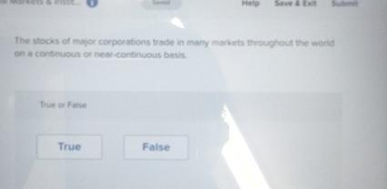 Solved The stocks of major corporations bade in mary markets | Chegg.com